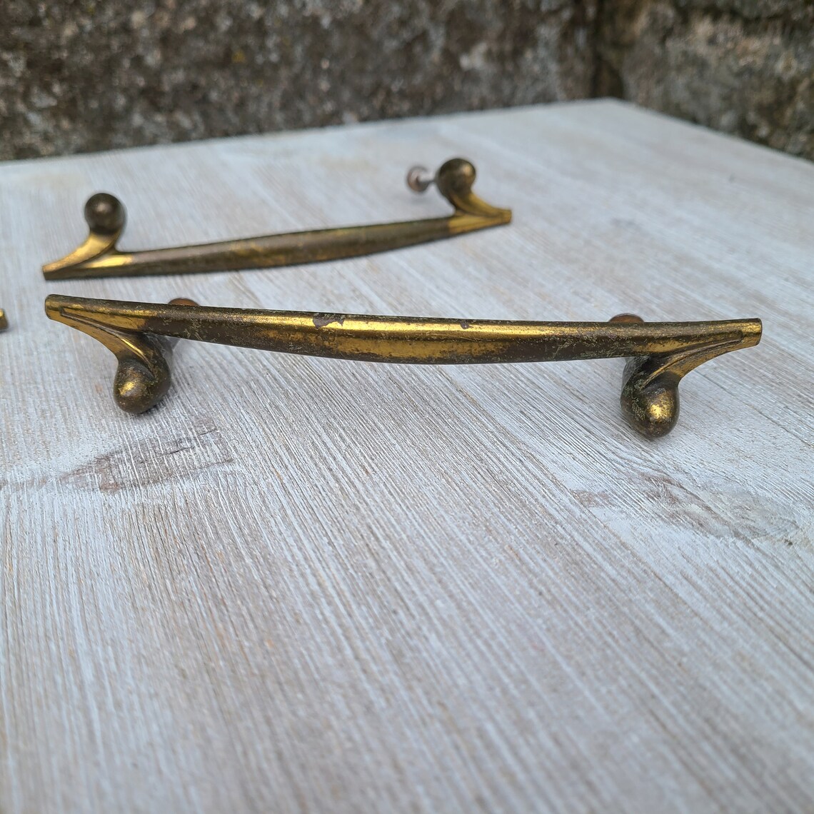Vintage Brass Drawer Pulls Set of 4 Gold Tone Drawer Pulls Metal Drawer ...