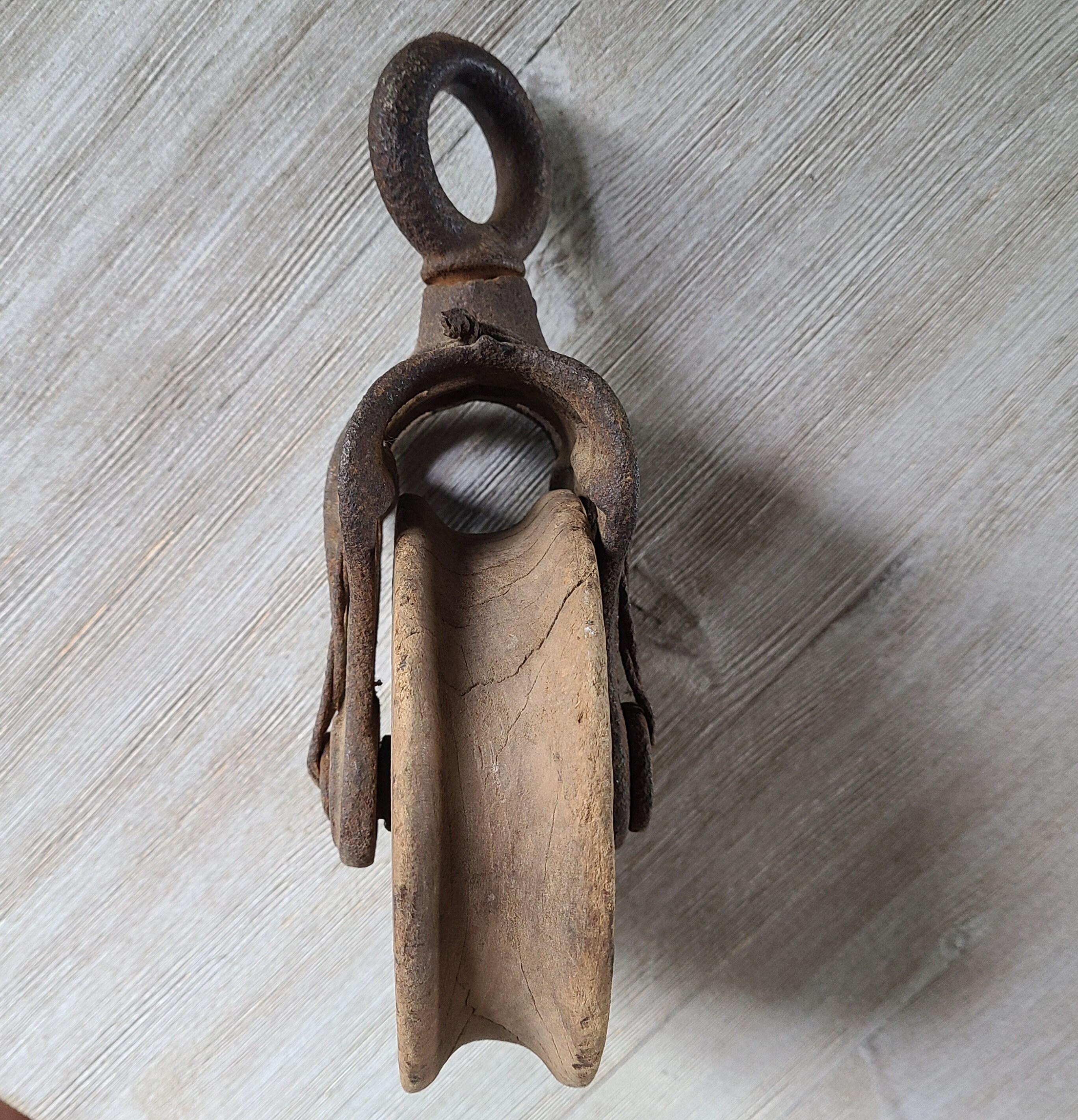 Vintage Pulley Industrial Wood and Cast Iron Pulley Farm Rustic Pulley ...