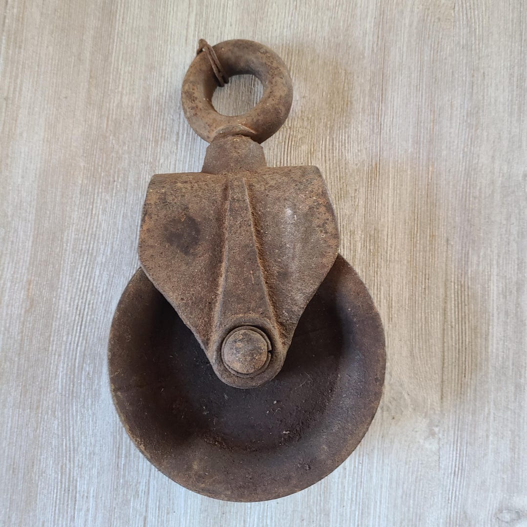 Vintage Pulley Industrial Cast Iron Pulley Farm Rustic Pulley Barnyard ...