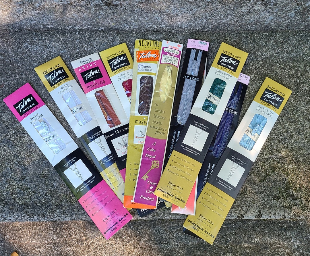 Vintage Zippers 1960s Zippers Talon Neckline Zipper Nylon Coil Zippers ...