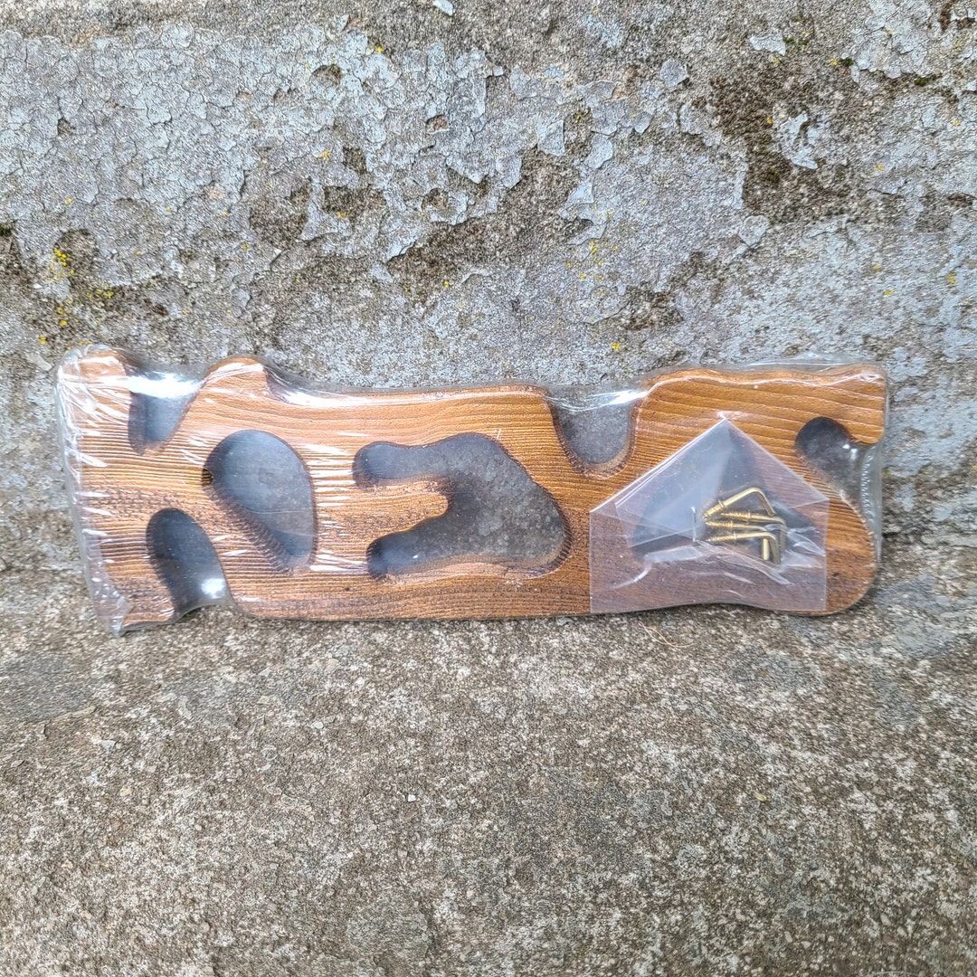 Vintage "keys" Key Holder Wooden Key Holder 1980's Key Hanger Wall Hook ...