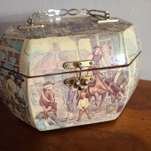 Vintage Wooden Purse 1970's Hexagon Purse Colonial Inspired Wooden ...