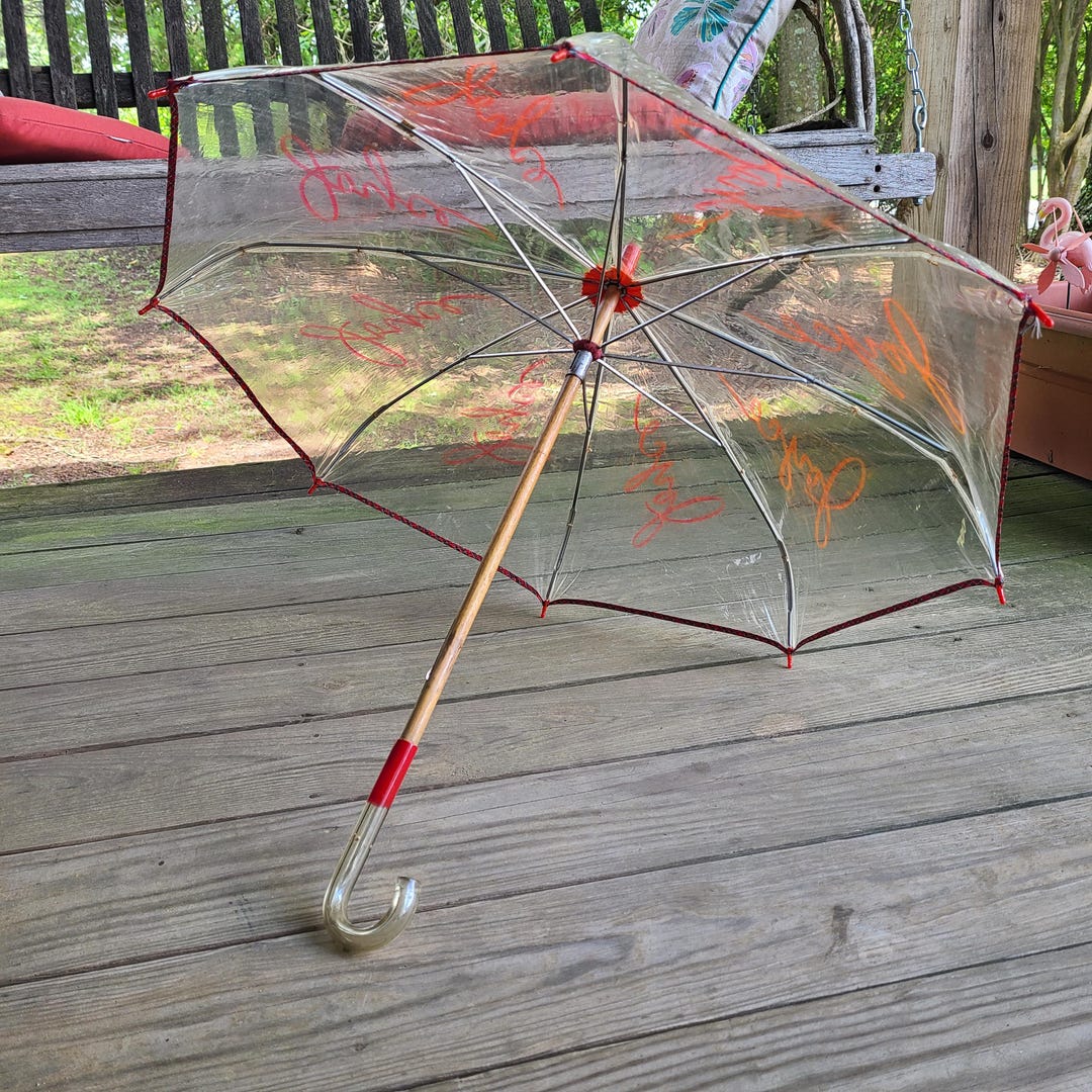 Vintage Clear Vinyl Umbrella 1960s Small Umbrella With Acrylic Handle ...