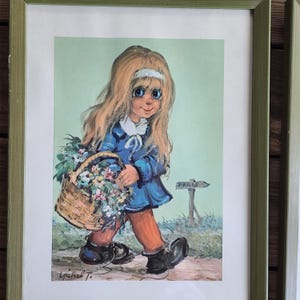 1960's Michel Thomas Lithograph Big Eye Girl and Boy Print 1960's Big ...