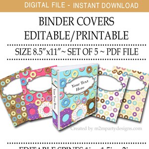 Donut Binder Cover Printable Editable Donuts Binder Covers Super ...