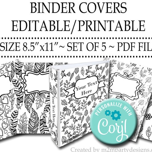 Coloring Binder Cover Printable Editable Binder Covers - Etsy
