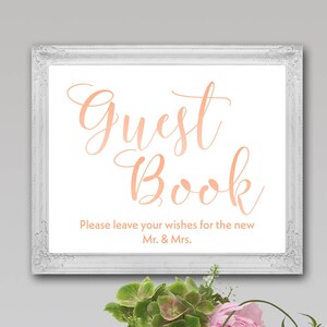 Wedding Guest Book Sign | Printable Sign Instant Download Coral Print ...