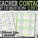2 EDITABLE Teacher Contact Card Templates; Back to School Candy Land ...