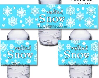 Melted Snow Water Bottle Labels Printable Instant Download | Etsy