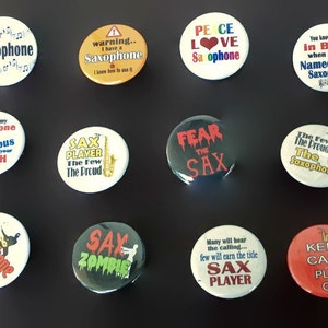 Saxophone Ninja,sax Zombie, Sax Player Buttons or Magnets Size One and ...