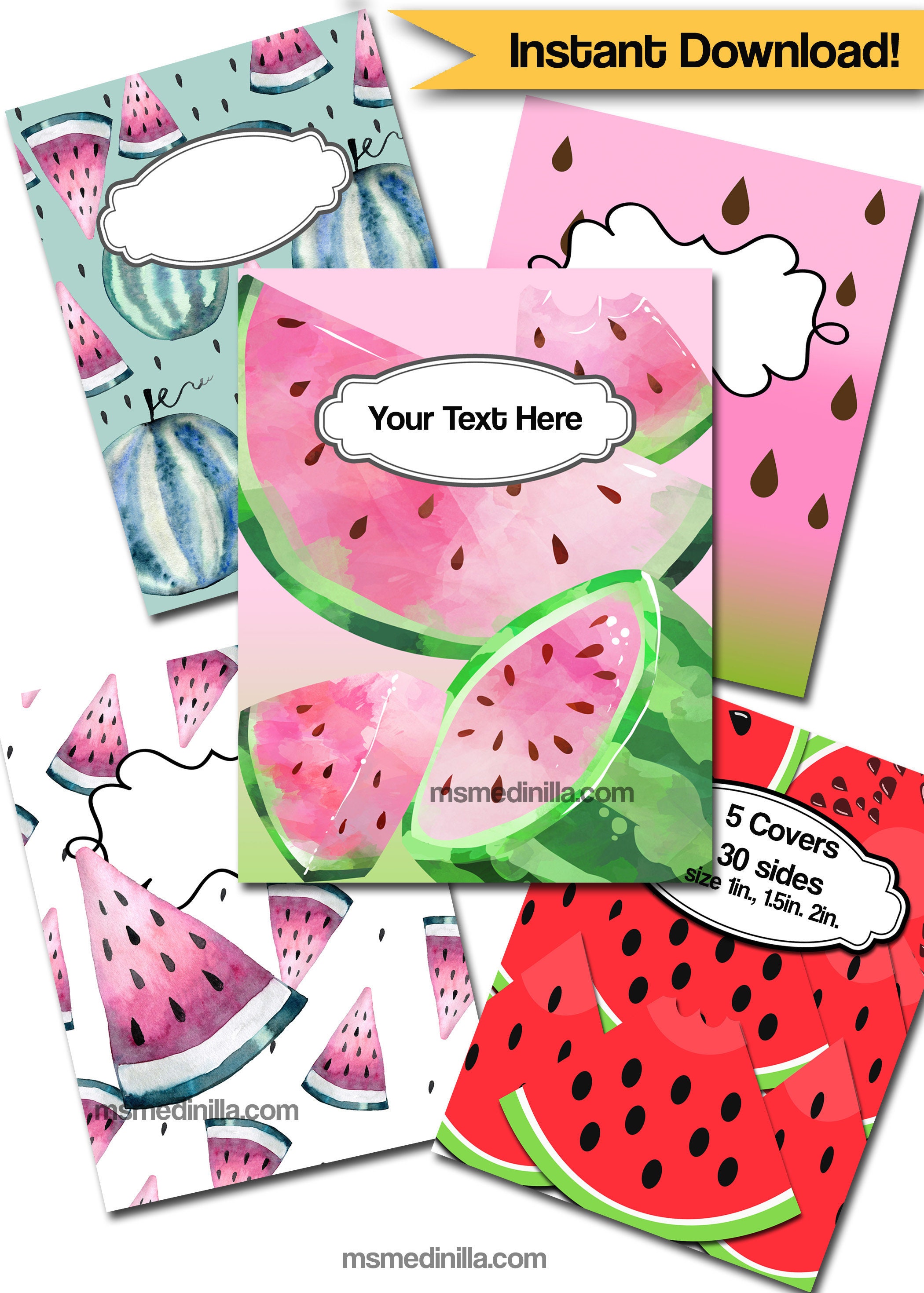 Watermelon Binder Covers Super Student. Teacher Editable Printable Set ...