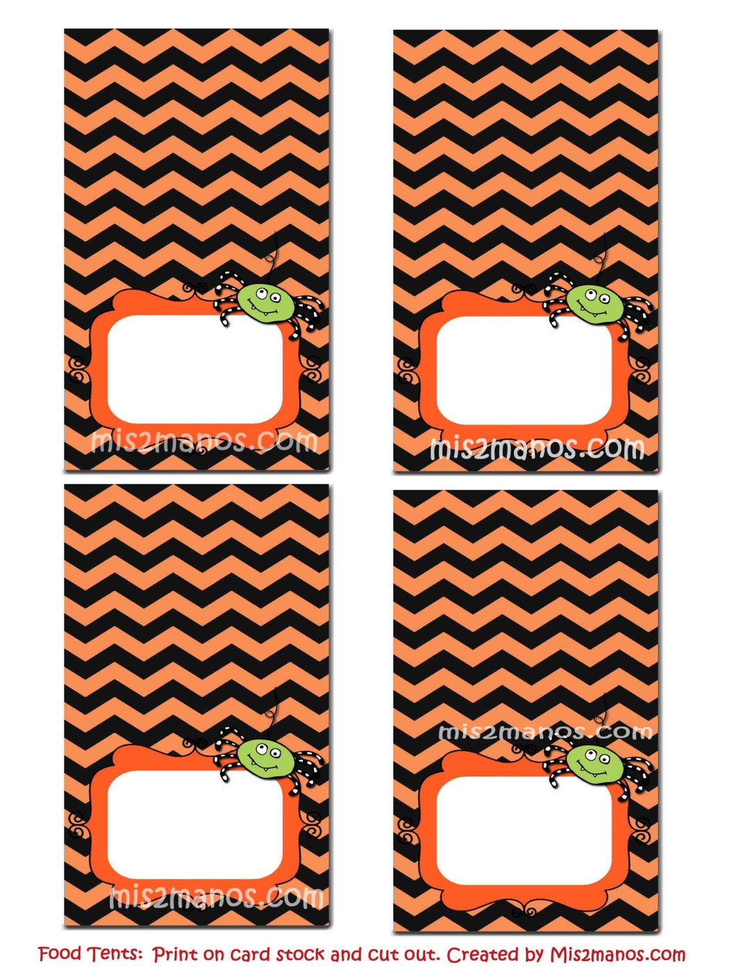 Halloween Party Food Tent Printable Buffet Cards Set of 4 Blank Food ...