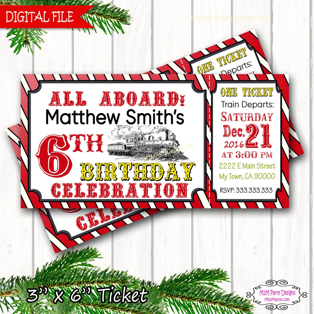 Polar Express Inspired Birthday Party Ticket Invitation- Printable ...
