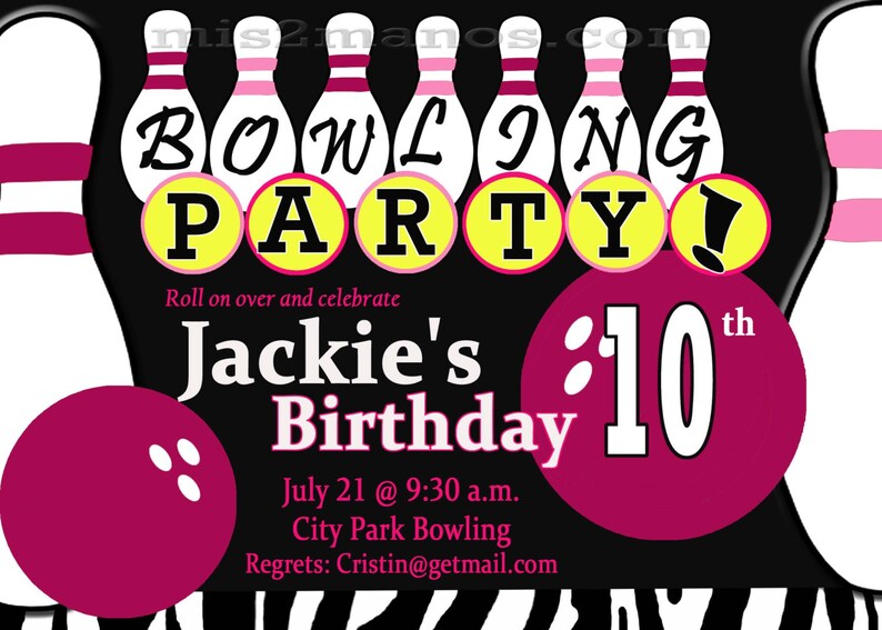 Bowling Invitations Personalized Photo Party Printable Bowling - Etsy