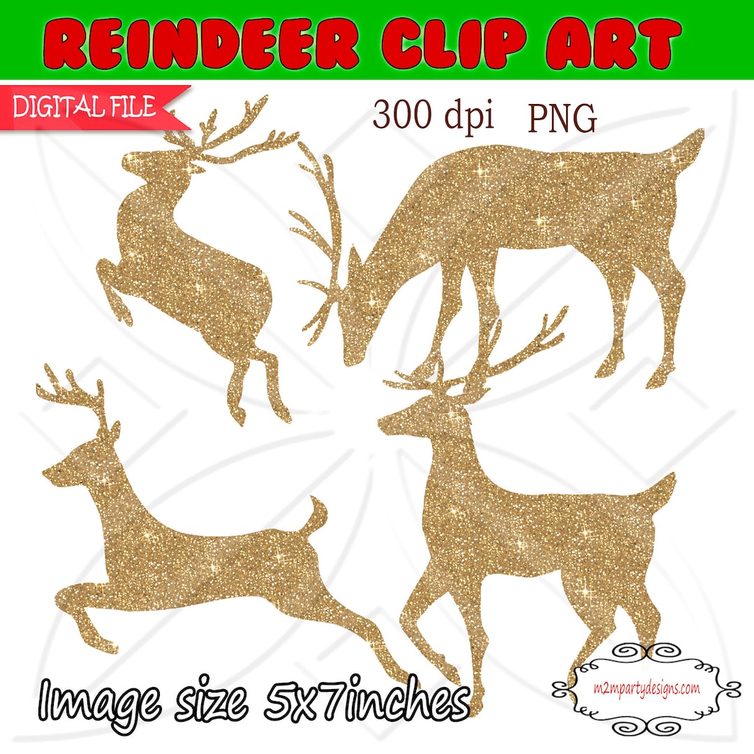 Reindeer Clipart Christmas, Instant Download, Personal and CU Png-set ...