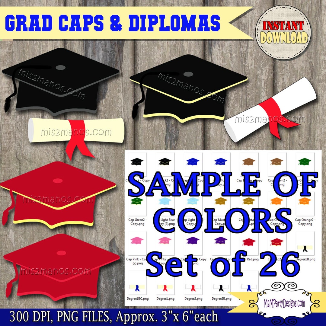 Graduation Clipart, Digital Graduation Clip Art Cap, Diploma, School ...