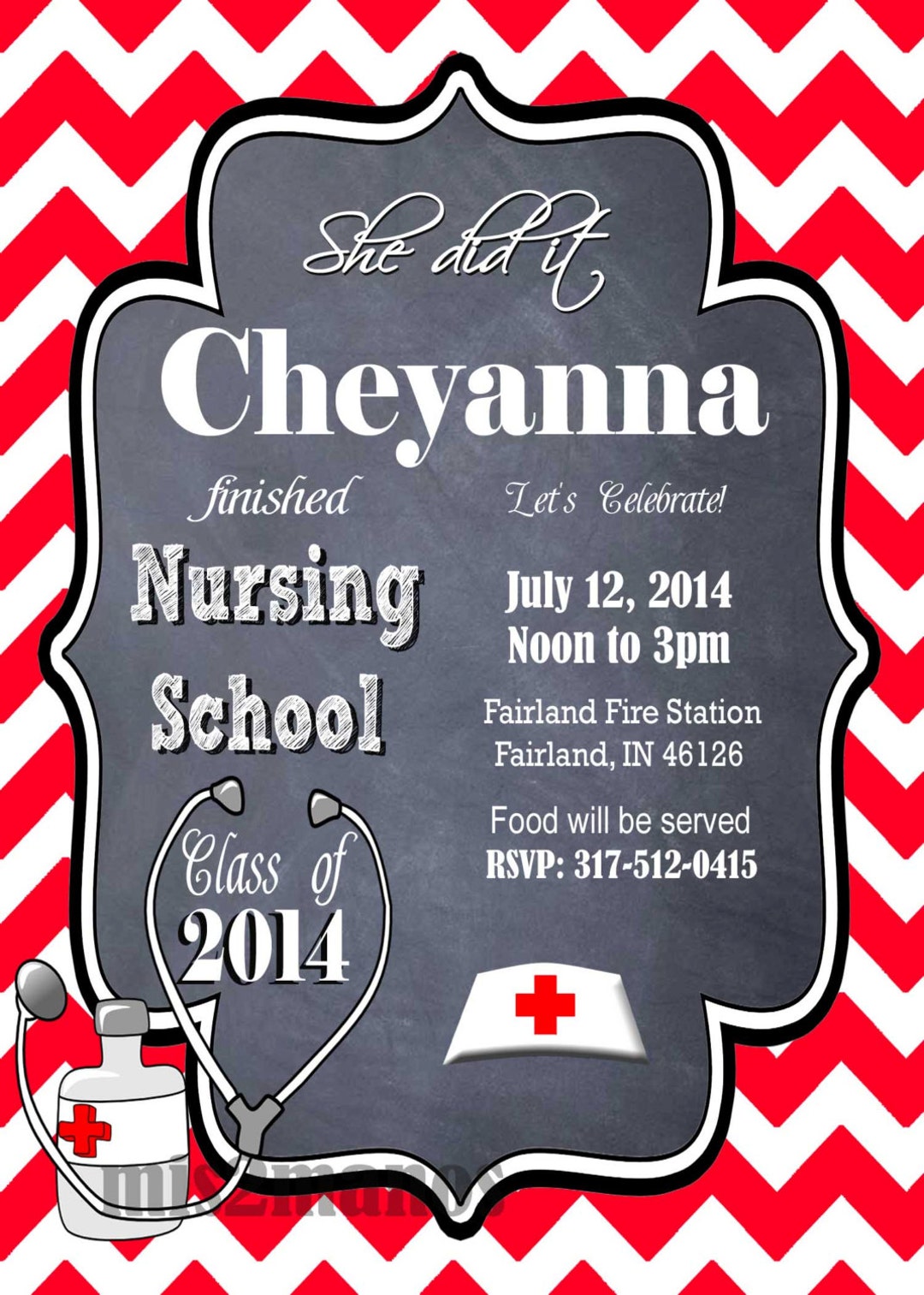 Nursing Graduation Invitation or Medical Party, Personalized Nurse ...