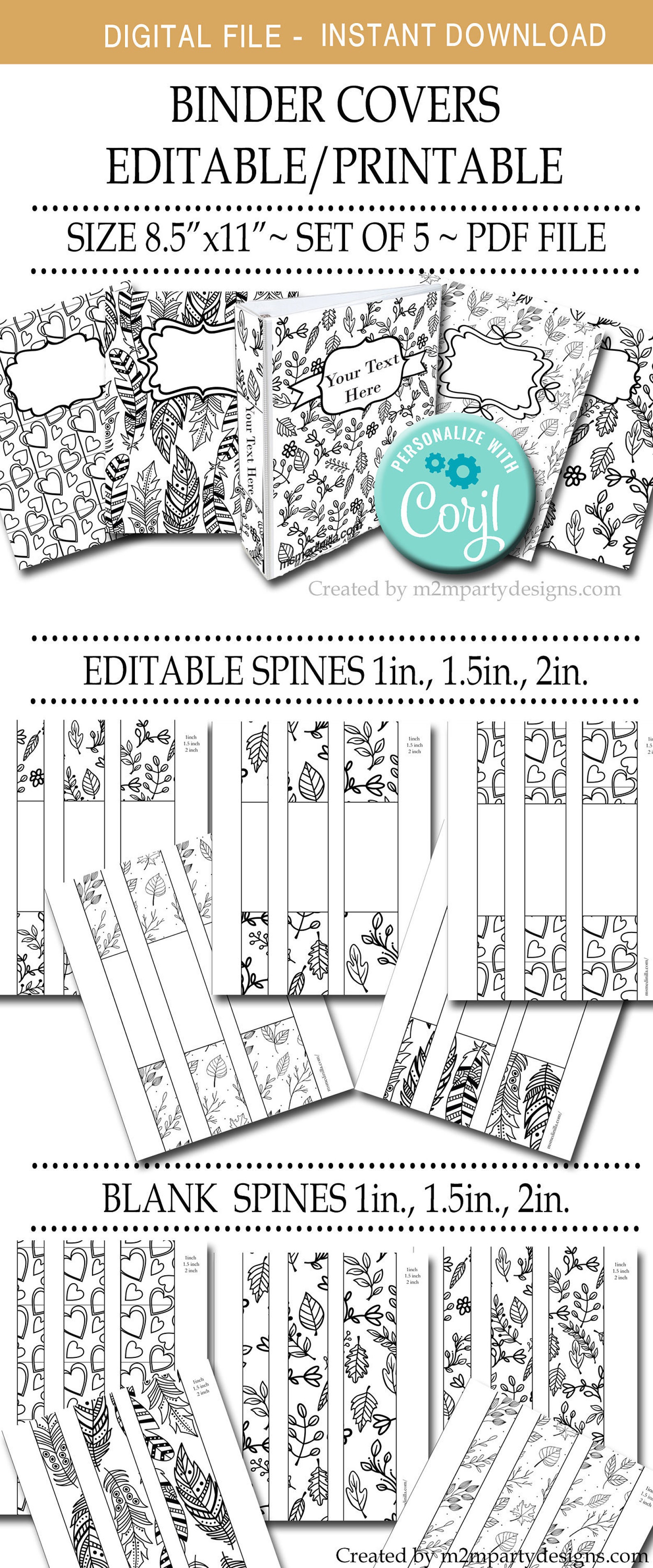 Coloring Binder Cover Printable Editable Binder Covers - Etsy