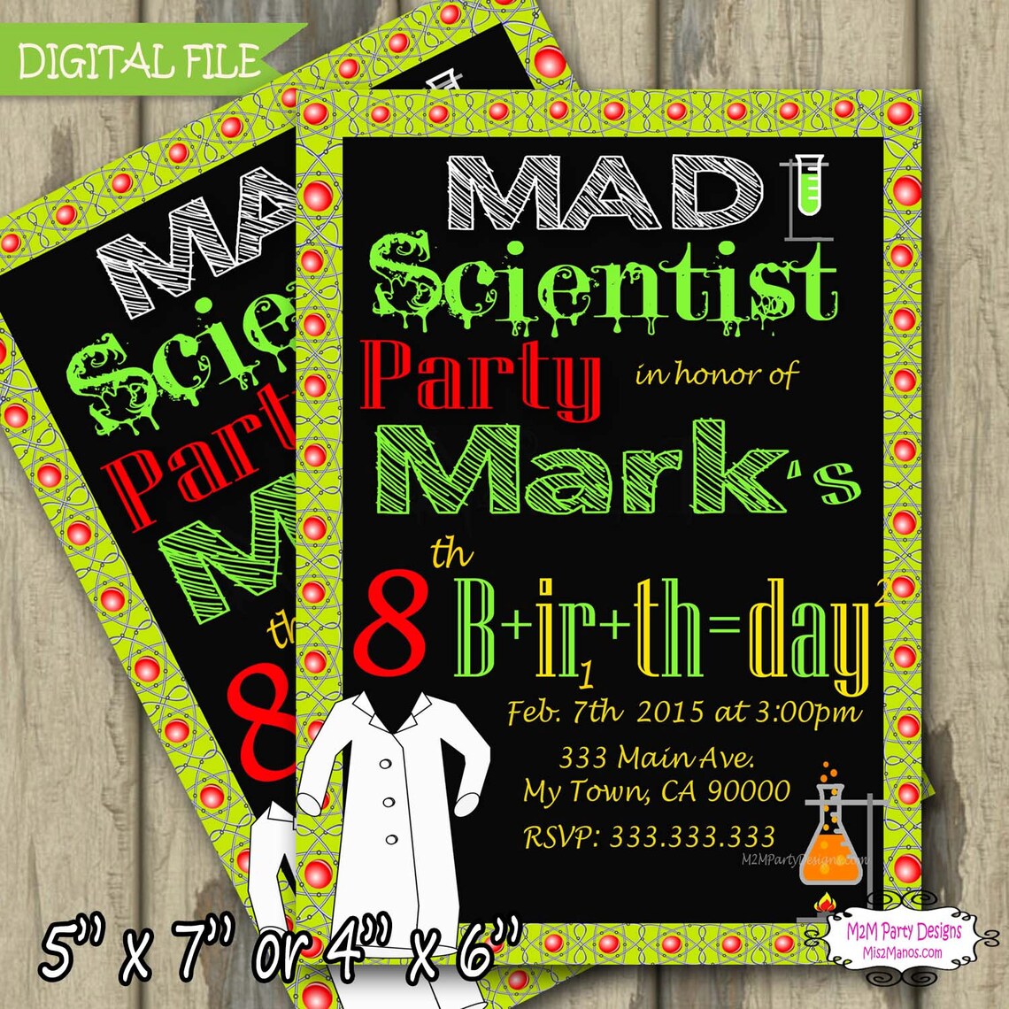 Science Theme Party Personalized Birthday Invitation Print at | Etsy