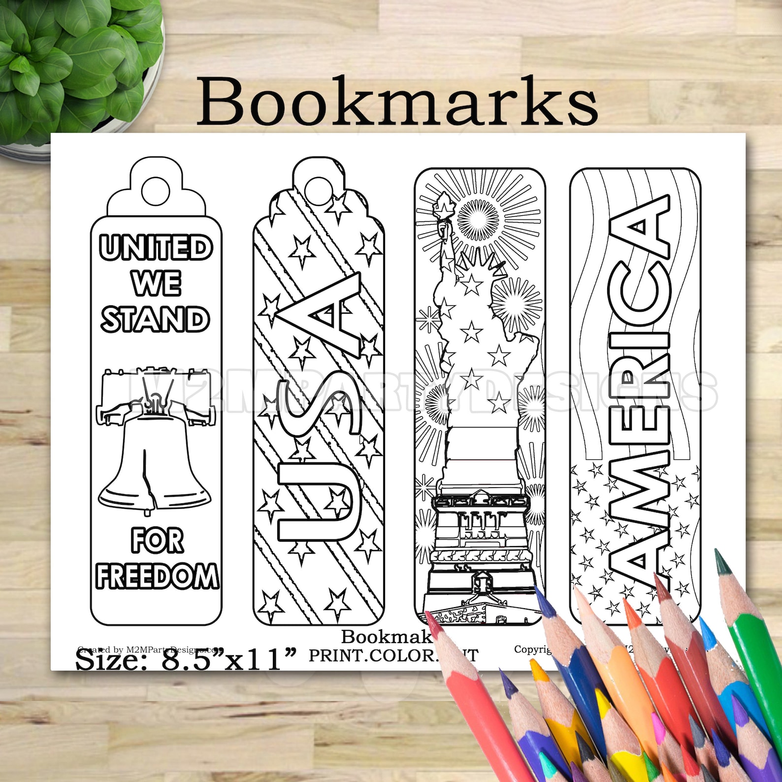4th of July Coloring Bookmarks: Patriotic Printable (digital Download ...