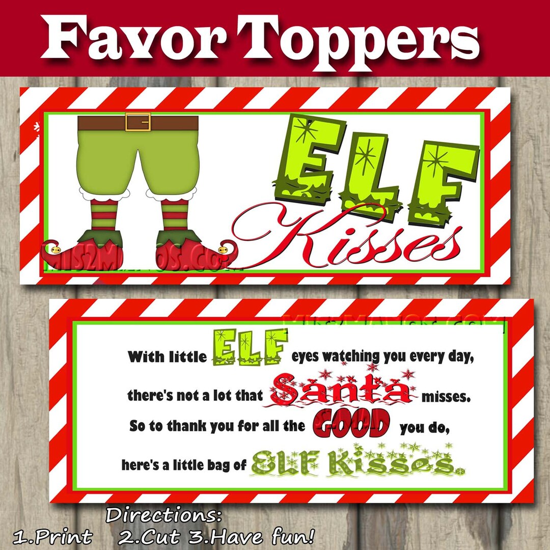 Elf Kisses Treat Bag TOPPERS - Snowman Treat Bag Toppers - Snack Baggie ...