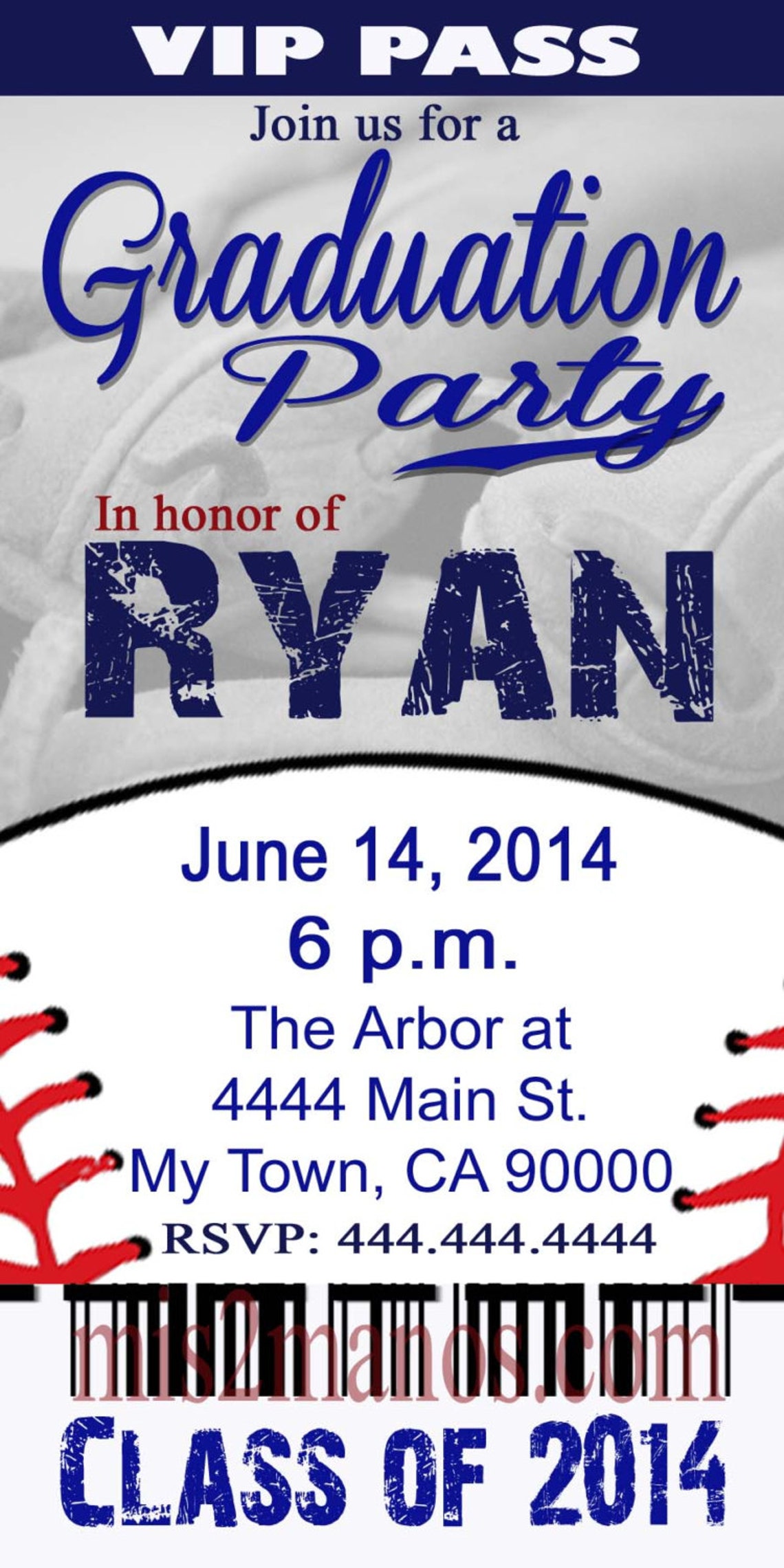 Graduation Baseball Ticket Invite Diy Printable Baseball Party - Etsy