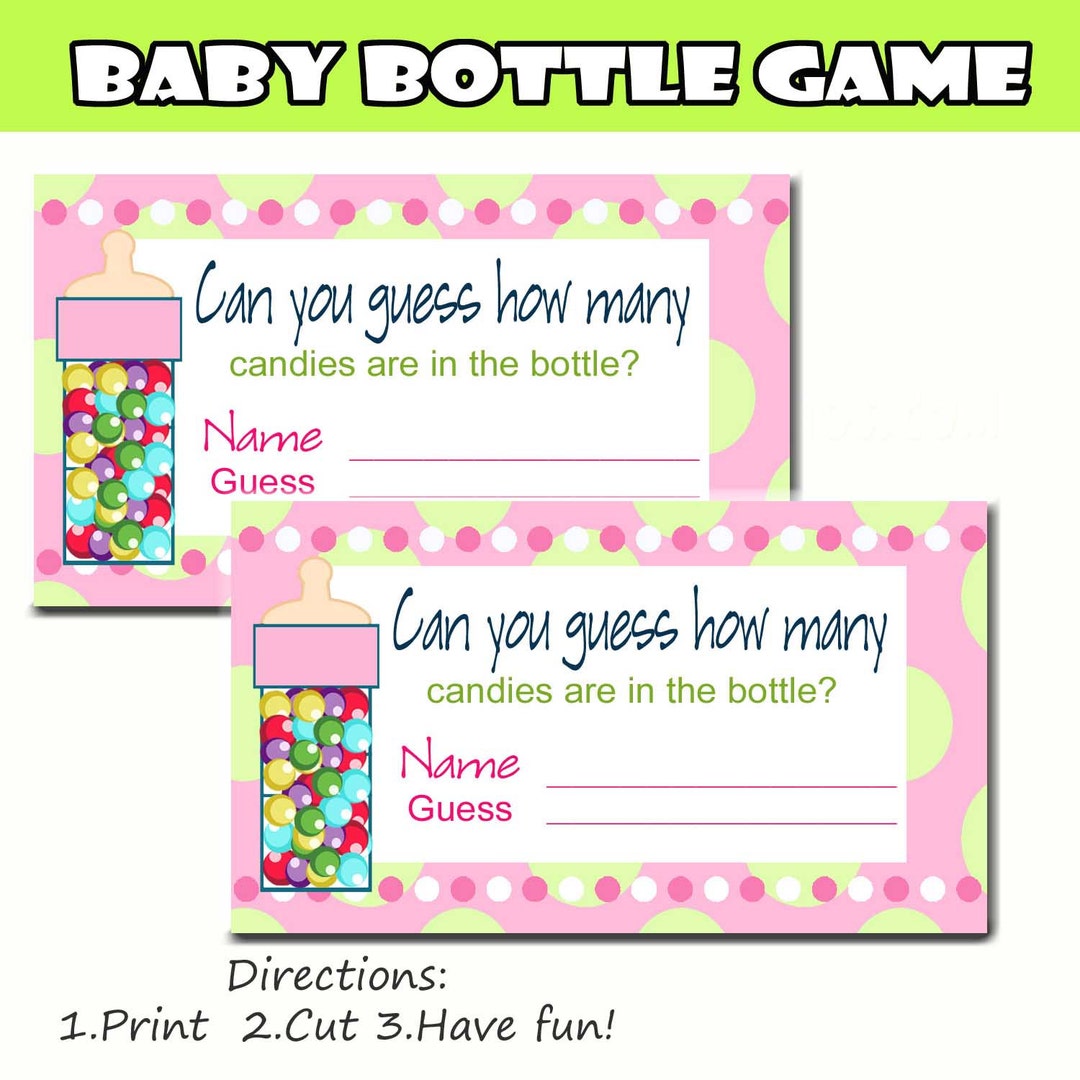 Guess Candy Game: Pink & Green Baby Shower Set of 10 Instant Download ...