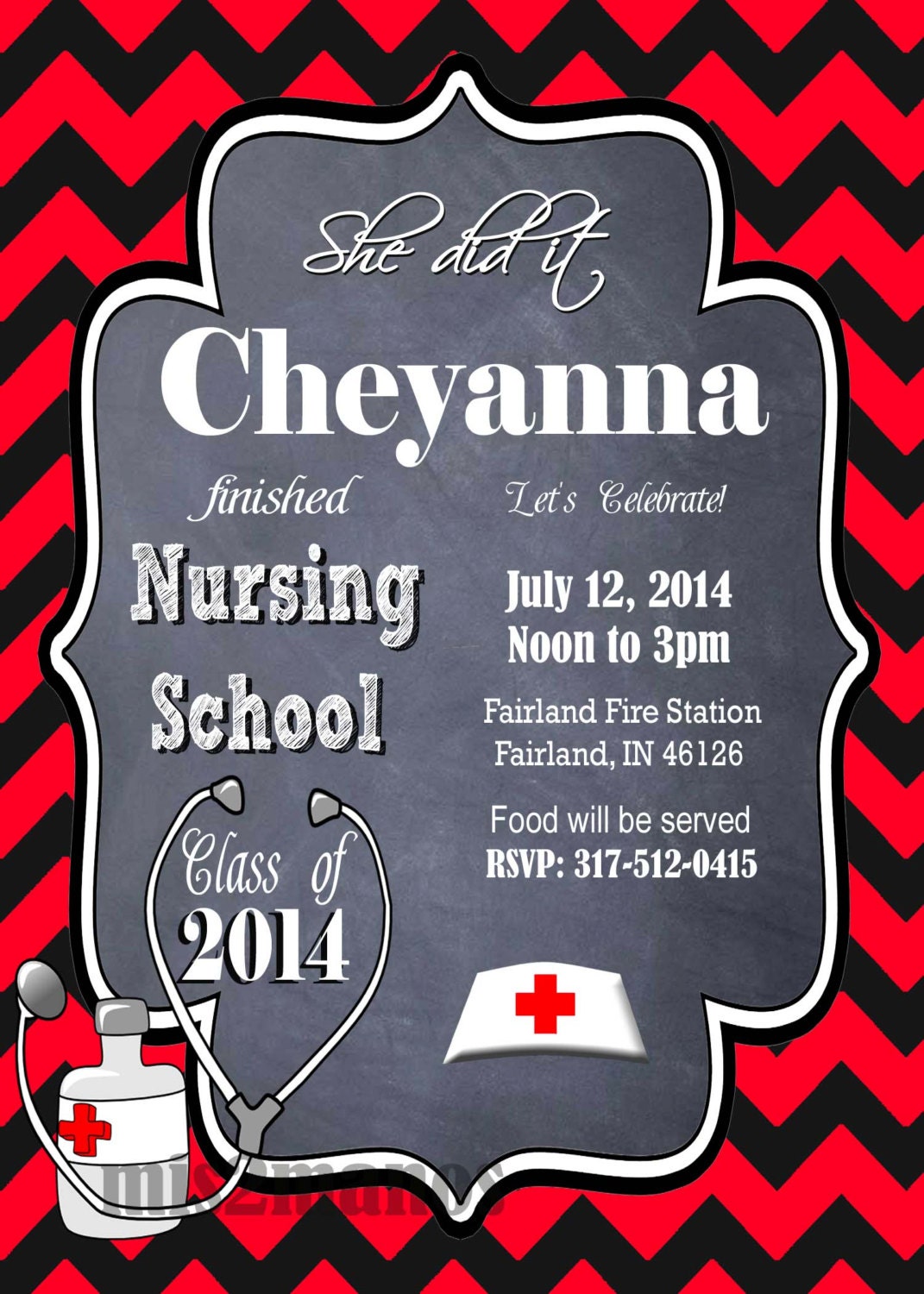 Nursing Graduation Invitation or Medical Party, Personalized Nurse ...
