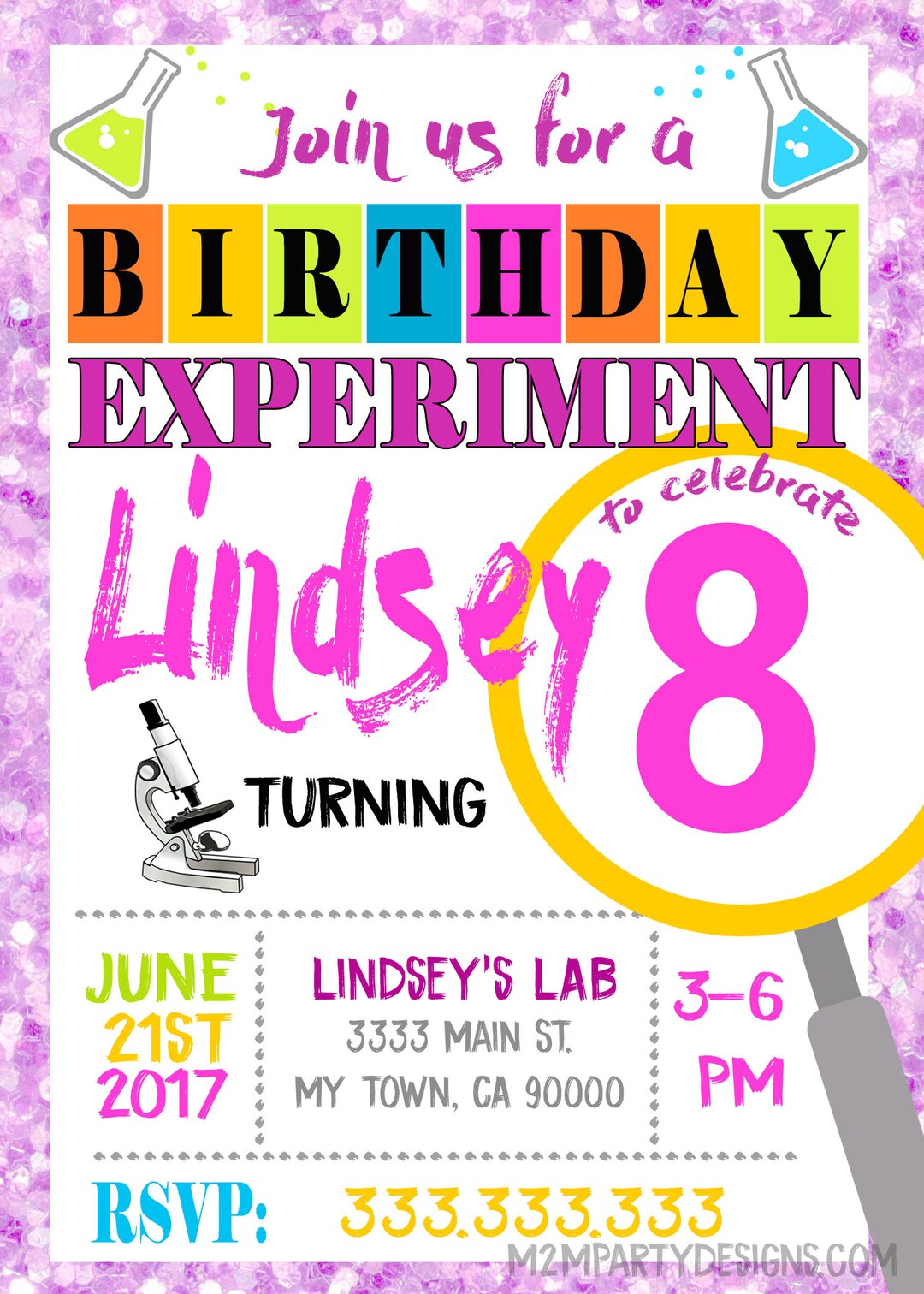 Science Party Personalized Birthday Invitation Print at Home Digital ...