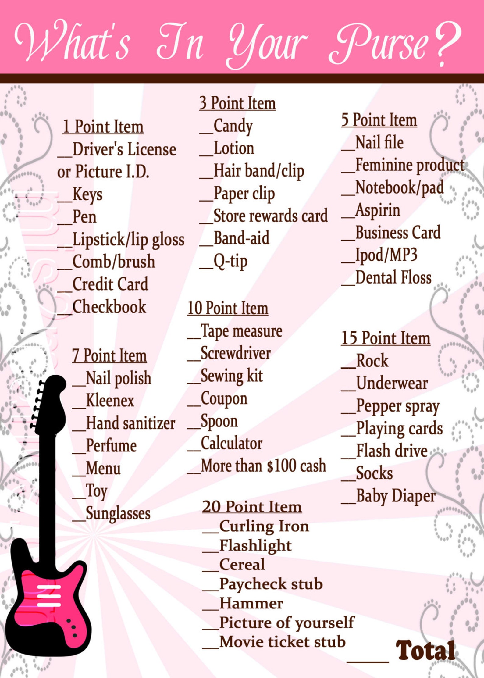 Owl Baby Shower Game, What's in Your Purse Printable (digital Download ...