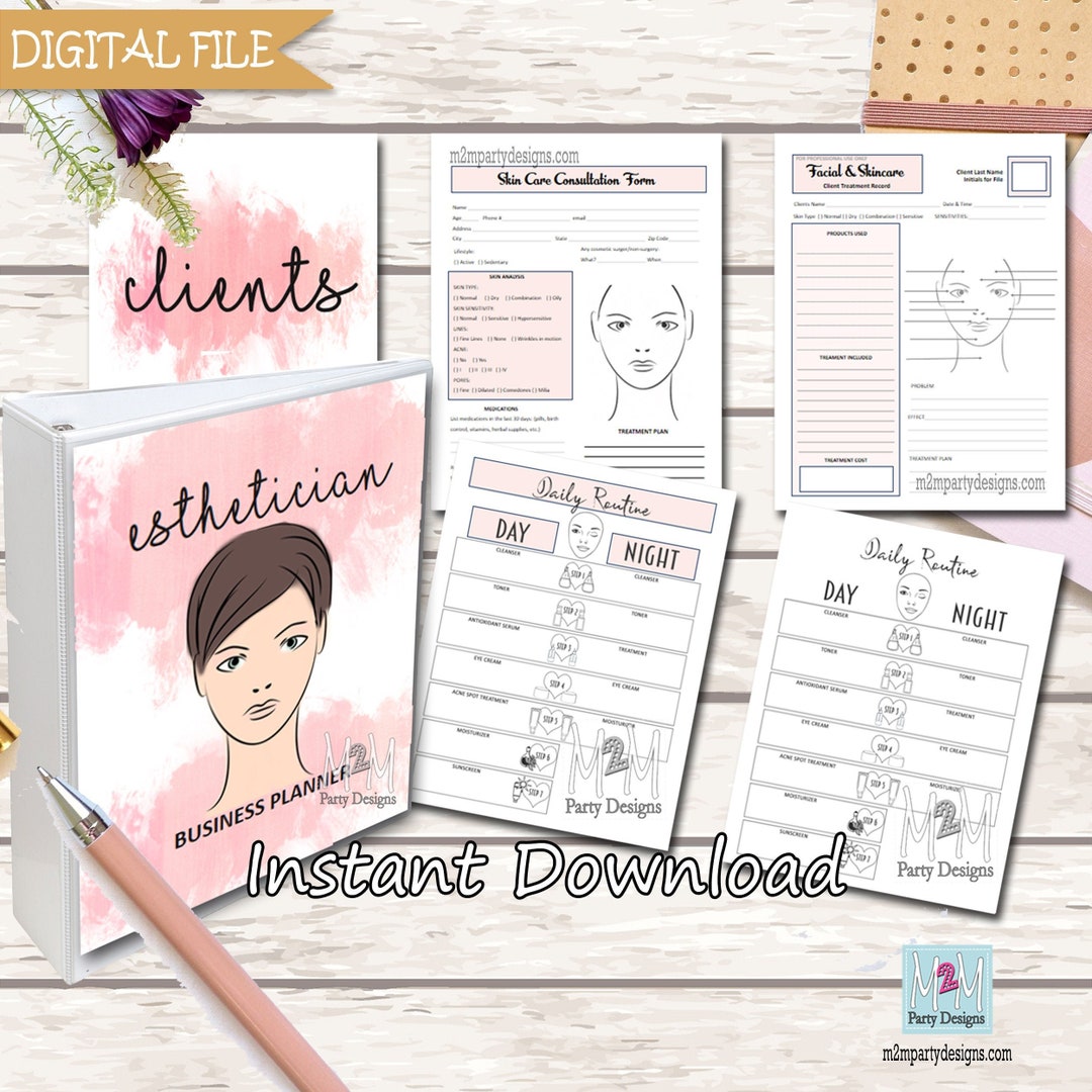 Esthetician Business Planner, Printable Cosmetologist Organizer, Beauty ...