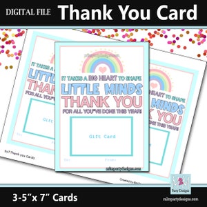 Printable Teacher Gift Card, Thank You Cards for End of the Year Boho ...