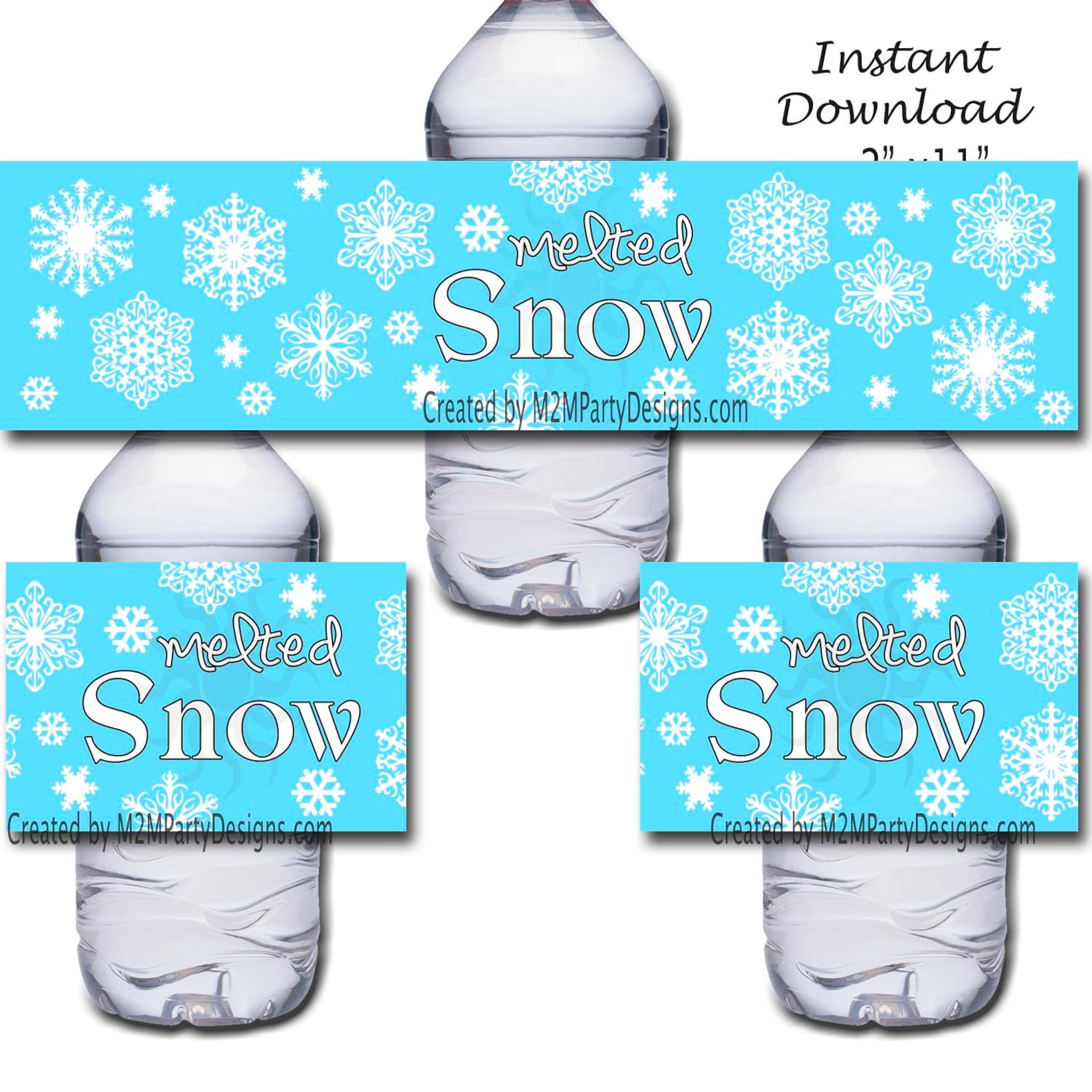 Melted Snow Water Bottle Labels | Printable | Instant Download | Winter ...