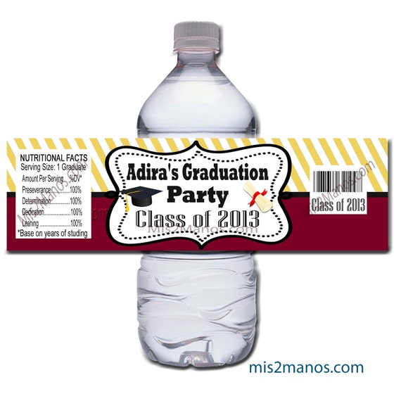 Diy Water Bottle Labels Graduation Personalized Water Bottle Labels