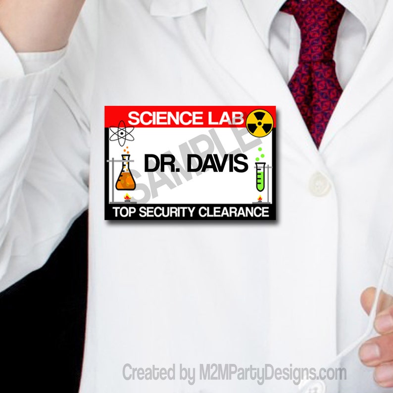 Scientist Name Tags, Science Party Tags, Digital, Instant Download, SET ...