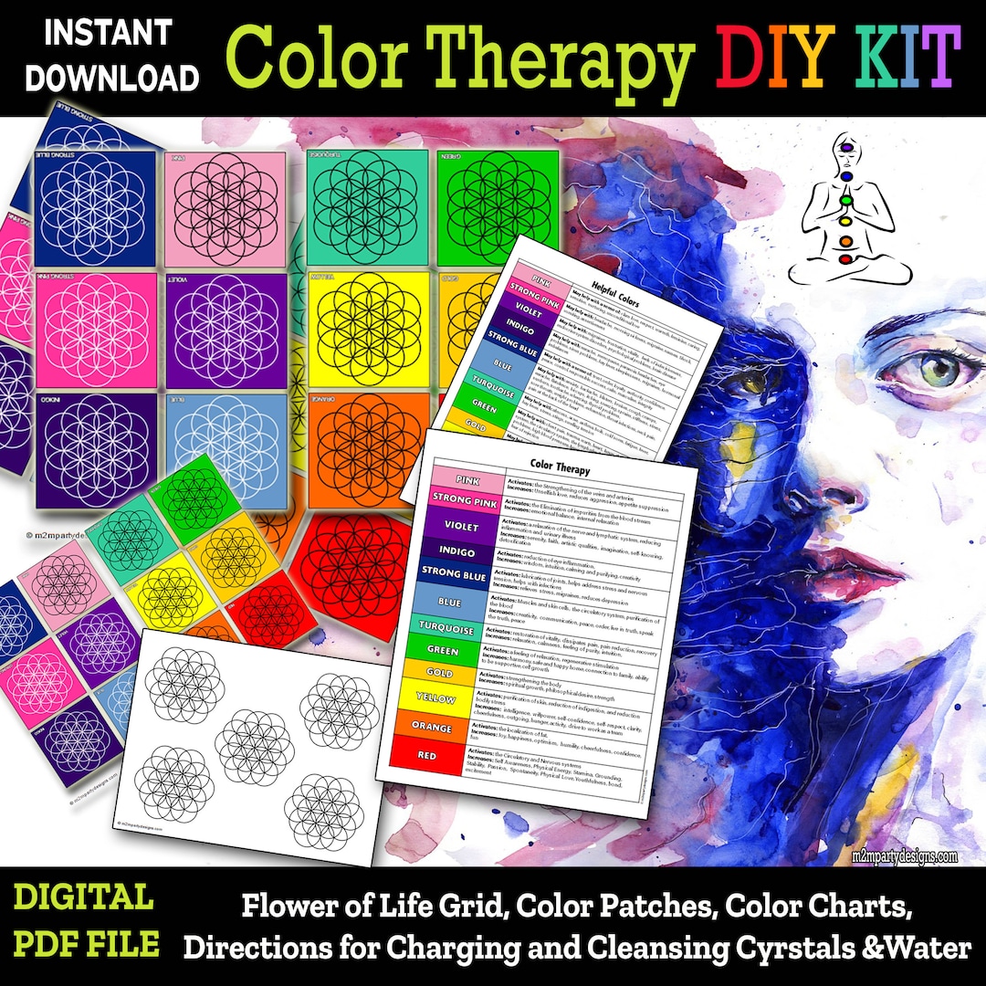 Color Therapy Techniques, Charts, Color Patches, Flower of Life Grid ...