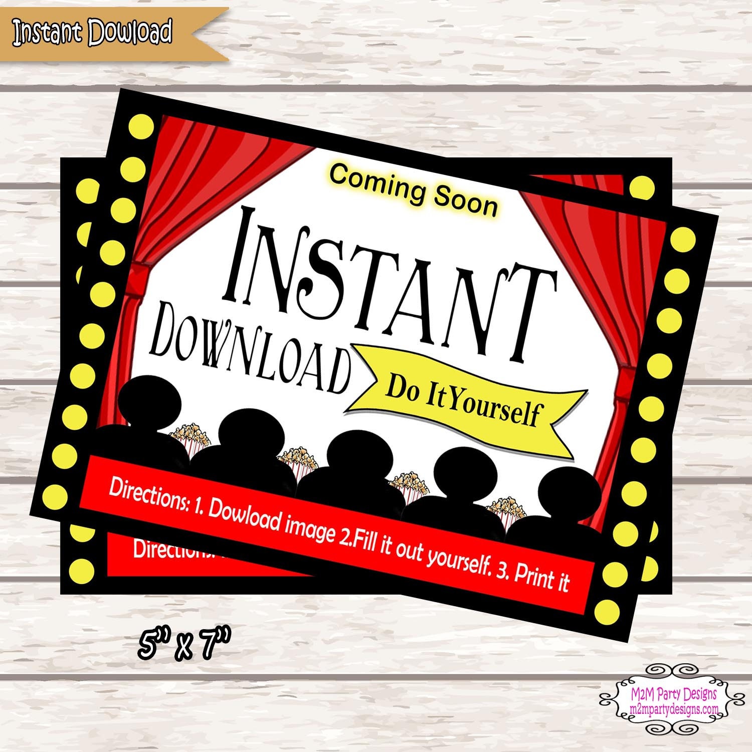 Movie Party Invitation DIY INSTANT DOWNLOAD Printable Birthday | Etsy