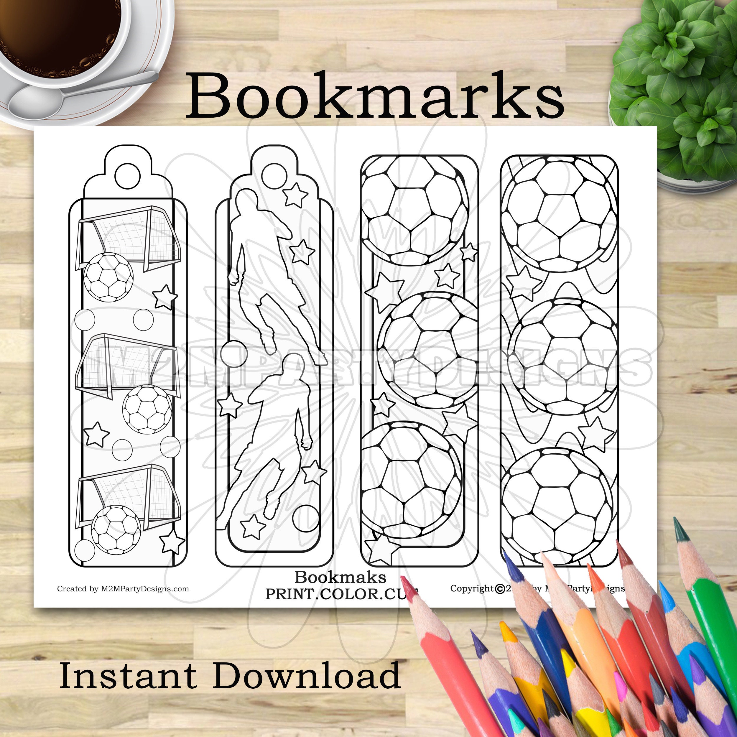 Soccer Coloring Bookmarks: Printable DIY Activity (digital Download) - Etsy