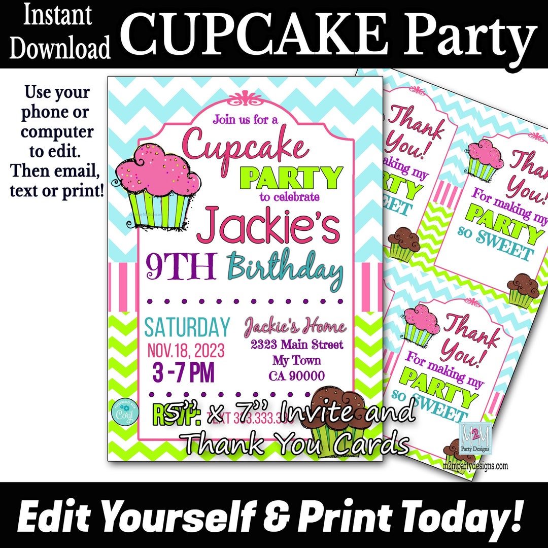 Editable Cupcake Birthday Invitation, Chef Theme (digital Download) - Etsy