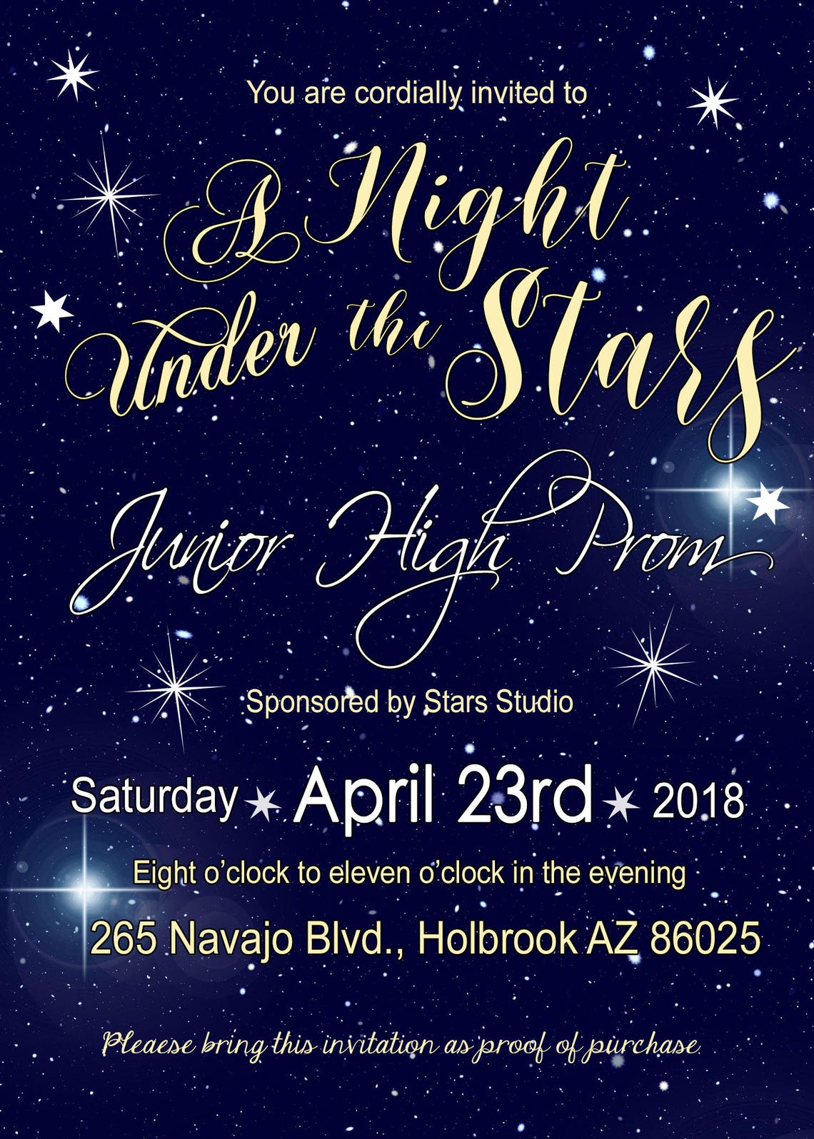 Prom Invitations. Flyer or Ticket. Under The Stars Invitation | Etsy
