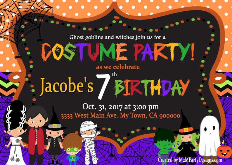 Halloween Birthday Invitation Personalized Printable Party | Etsy