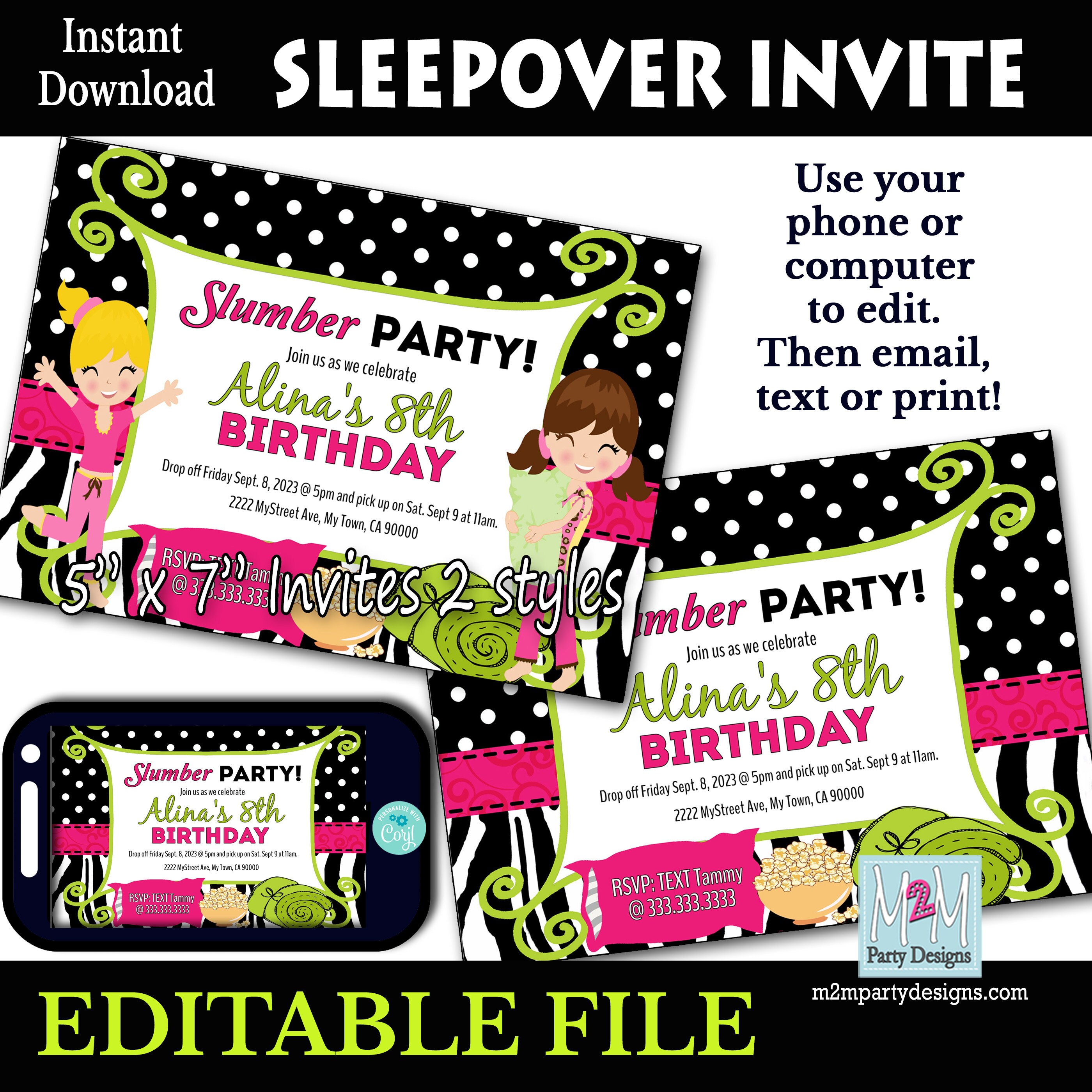Slumber Party Invitations Templates Free