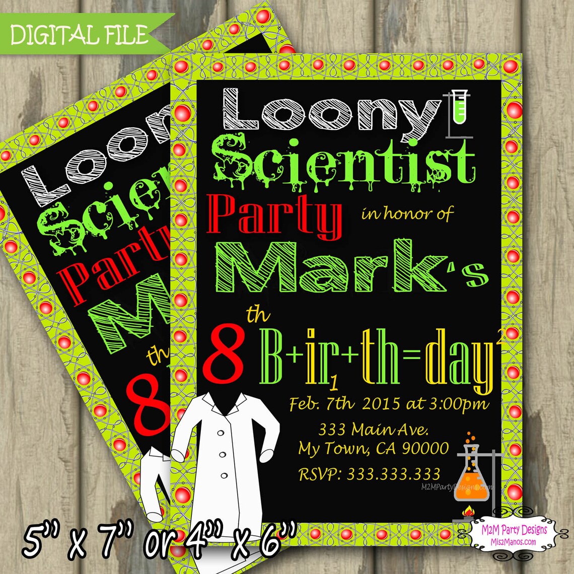 Science Theme Party Personalized Birthday Invitation Print at | Etsy