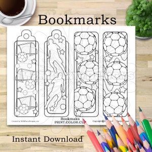 Soccer Coloring Bookmarks: Printable DIY Activity (digital Download) - Etsy