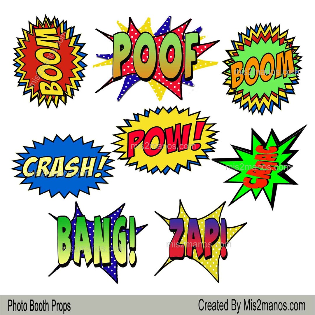 Printable Super Hero Comic Book Photo Booth Props Instant Download ...