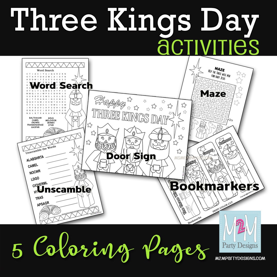 Three Kings Day, Three Wise Men Activity Set of 5 Pages, Printable Kids ...
