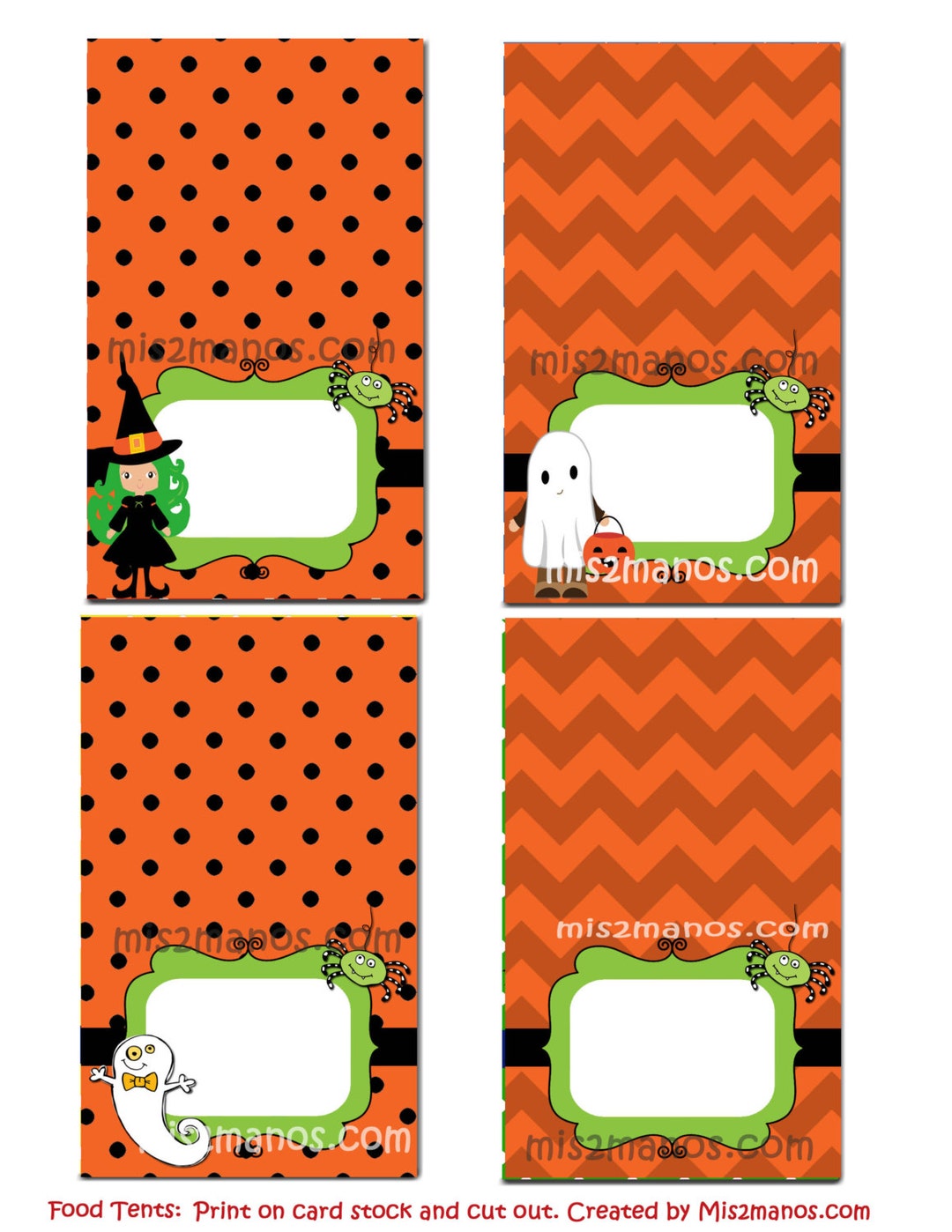 Halloween Food Tent Printable DIY Set of 4 Blank Halloween Food Cards ...