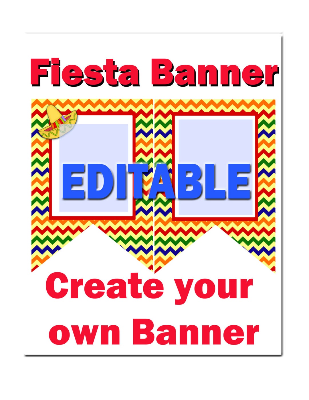 Fiesta Banner, INSTANT Download Party, DIY, Print It Yourself 4x6 Inch ...