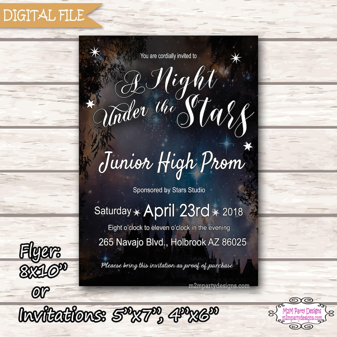 Prom Invitations. Flyer or Ticket. Under the Stars Invitation ...