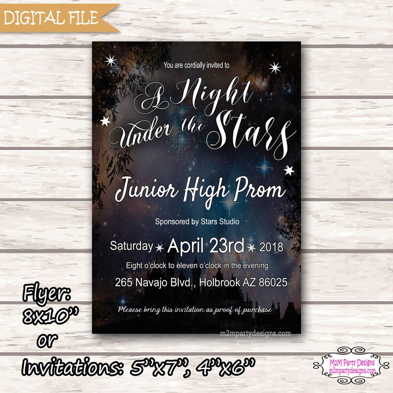 Prom Invitations. Flyer or Ticket. Under the Stars Invitation - Etsy